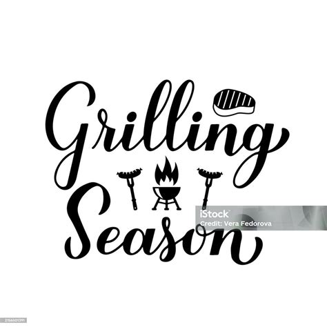 그릴 시즌 서예 손글씨가 흰색에 고립되어 있습니다 재미있는 바베큐 인용문 타이포그래피 포스터 배너 전단지 스티커 셔츠 등에 대한 벡터 템플릿 가정 주방에 대한 스톡 벡터