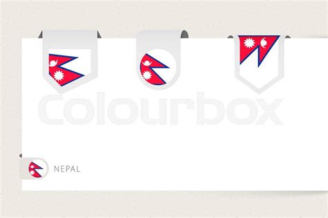 Label Flag Collection Of Nepal In Different Shape Ribbon Fl Colourbox