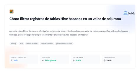 Cómo Filtrar Registros De Tablas Hive Basados En Un Valor De Columna Labex