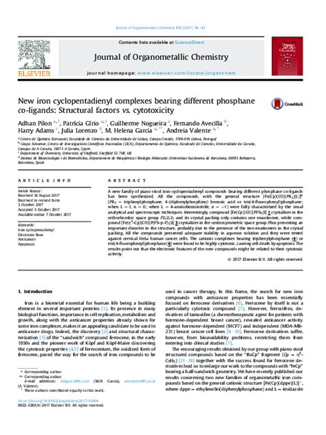 Pdf New Iron Cyclopentadienyl Complexes Bearing Different Phosphane