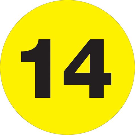 2 Circle 14 Fluorescent Yellow Number Labels Samuel Packaging