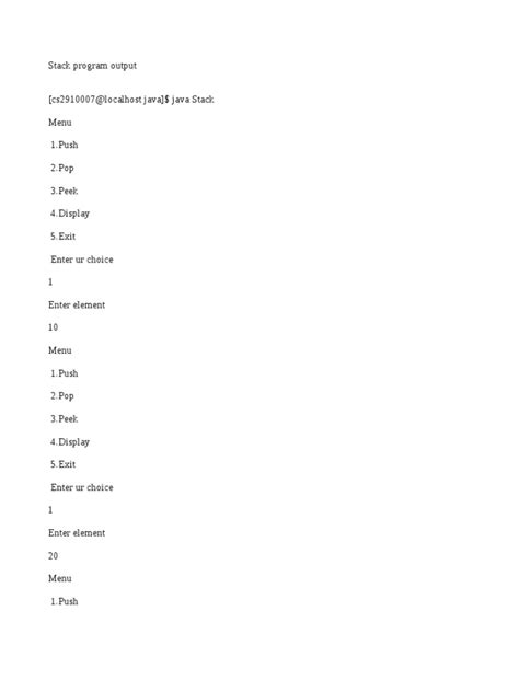 Java Stack Implementation And Date Class Implementation Pdf Menu