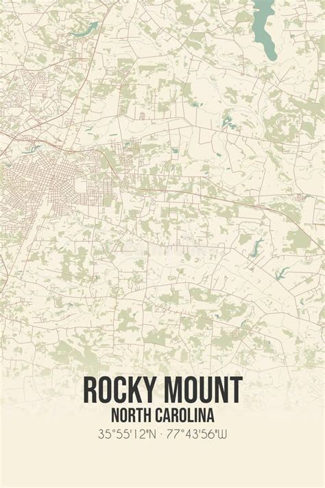 Retro Us Map Of Rocky Mount North Carolina Vintage Street Map Stock