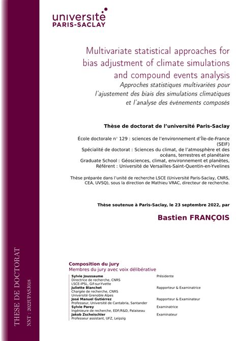 Pdf Multivariate Statistical Approaches For Bias Adjustment Of