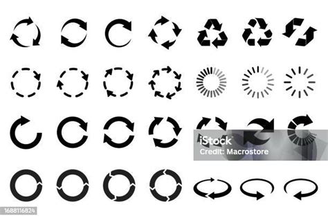 Circular Arrows Mega Set Elements In Flat Design Bundle Of Circle Motion Refresh Repeat Loading