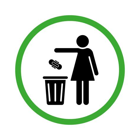 Woman Please Only Throw Litter In Bin Silhouette Icon Allowed Throw