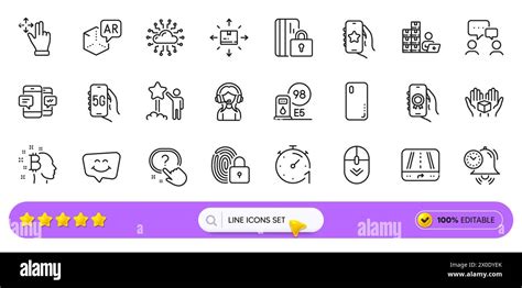 Lock Support And Augmented Reality Line Icons For Web App Pictogram Icon Line Icons Vector