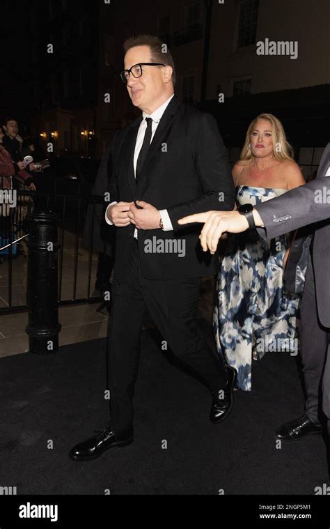 Brendan Fraser And Jeanne Moore Arriving At The Charles Finch And