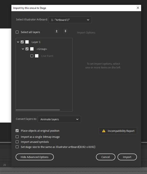 importing adobe illustrator file in adobe animate adobe community