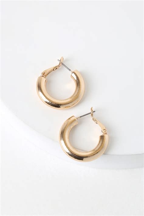 Cute Gold Earrings Small Earrings Small Wide Hoop Earrings Lulus