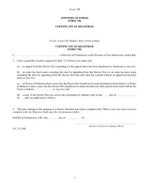 Fillable Online Gnb 1 Form 72R APPENDIX OF FORMS FORM 72R CERTIFICATE