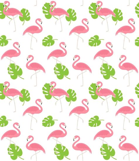 Flamenco Rosado Con Hojas Verdes Sobre Un Fondo Blanco Vector Premium