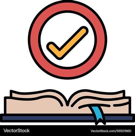 A Red Circle With Yellow Check Mark Is On Top Vector Image