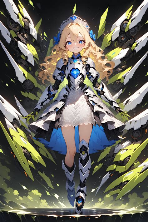 Anime Girl With Curly Blonde Hair And Blue Eyes