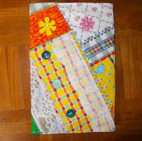 A5 Book Cover In Crazy Patchwork With Lined Har Folksy