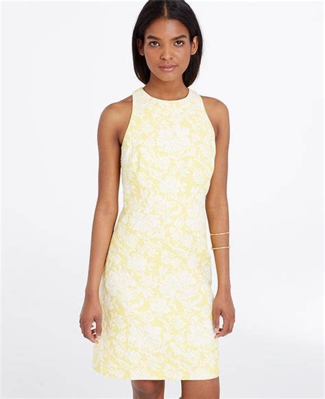 Floral Jacquard Sheath Dress Ann Taylor Yellow Sheath Mini Dress