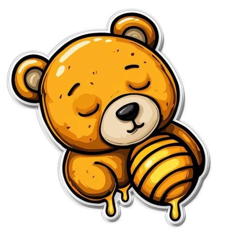 Cute Cartoon Bear Holding Honeycomb Premium Ai Generated Image
