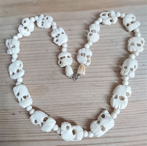 Vintage Carved Bone Bead Necklace Etsy Sweden