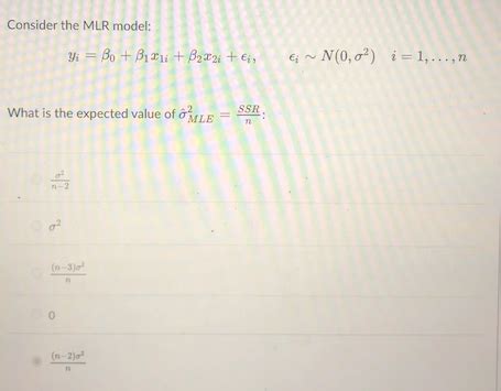 Solved Consider The Mlr Model Chegg