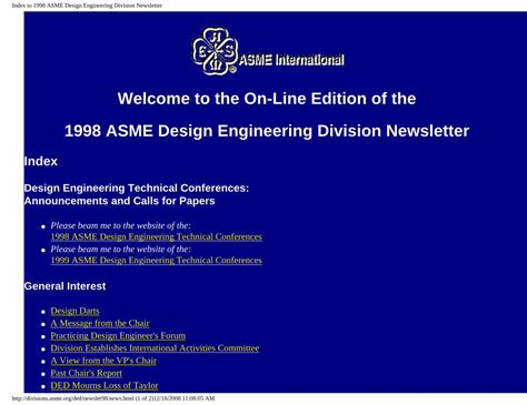 PDF Index To ASME Design Engineering Division Newsletterfiles Asme Org Divisions DED