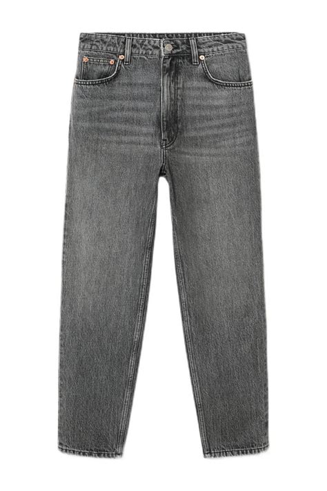 Mango Cropped High Waist Mom Jeans Grijs Wehkamp