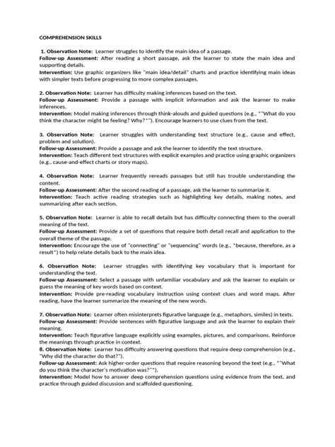 Reading Comprehension Pdf Reading Comprehension Cognition