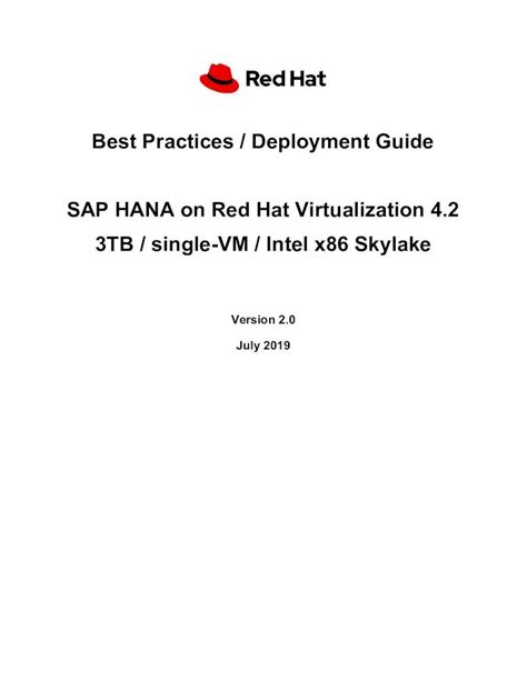 Pdf Best Practices Deployment Guide Sap Hana On Red Hat 1 Introduction This Guide