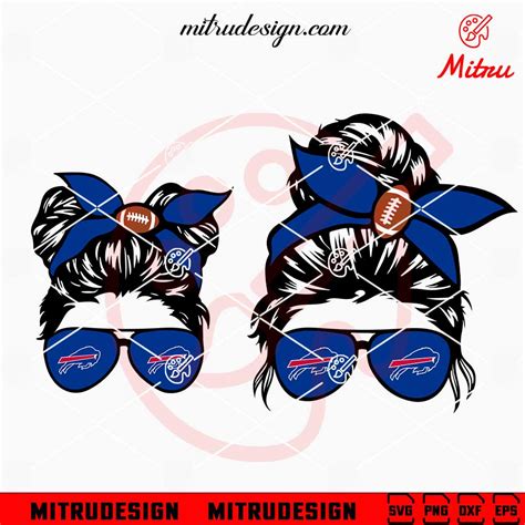 Buffalo Bills Mom And Daughter Messy Bun Svg Png Dxf Eps Cricut