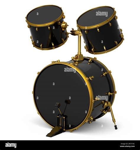 Set Of Realistic Drums With Pedal On White Background 3d Render