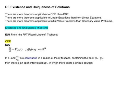 DE Existence And Uniqueness Of Solutions