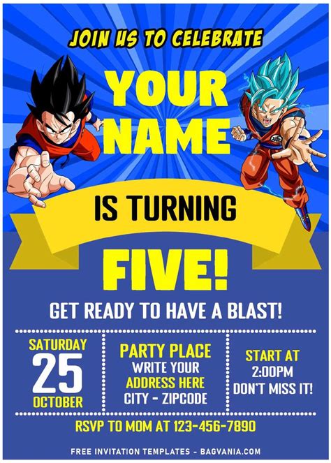 Free Editable Pdf Kamehameha Dragon Ball Z Birthday Invitation Templates Dragon Ball Z