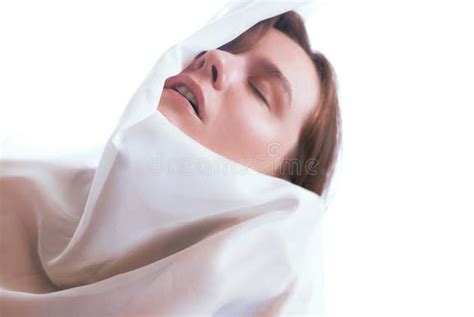 Photo Of A Model And Airy White Fabric Stock Image Image Of Figure