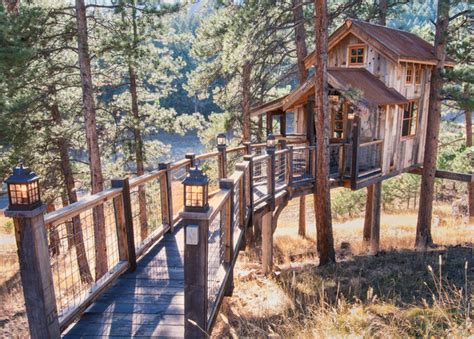 Tree House With Nature Aged Siding Rustic Exterior