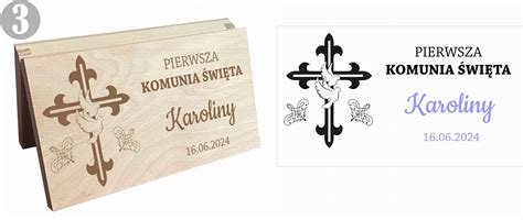 Drewniane pudełko na pieniądze pamiątka Pierwsza Komunia prezent grawer