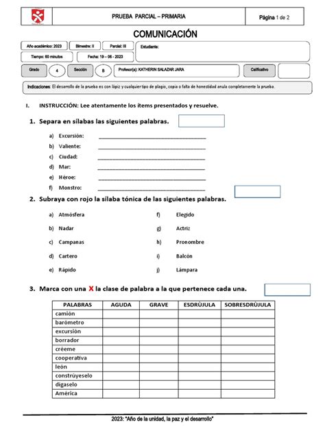 Evaluación De Comunicación Iii Unidad Pdf