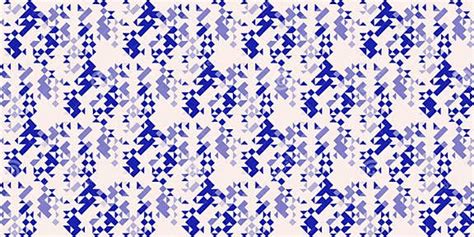 Faded Electric Blue Glitch Geo Washed Effect Seamless Border Indigo