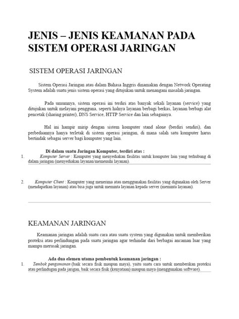 Jenis Jenis Keamanan Pada Sistem Operasi Jaringan Pdf