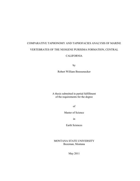 Comparative Taphonomy And Taphofacies Analysis Of Marine