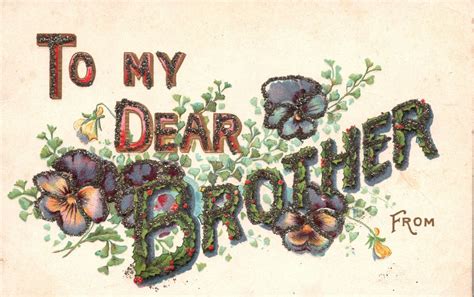 Vintage Postcard 1910s To My Dear Brother Flowers Bloom Holly Plants