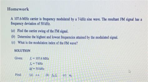 Solved Homework A 107 6 Mhz Carrier Is Frequency Modulated