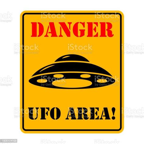 위험 Ufo 영역 Ufo와 함께 서명합니다 벡터 일러스트레이션 미확인 비행 물체에 대한 스톡 벡터 아트 및 기타 이미지