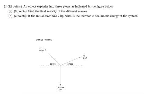 solved an object explodes into three pieces as indicated in
