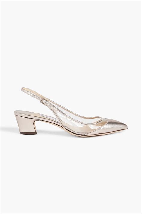 Jimmy Choo Gemma 40 Leather And Pvc Slingback Pumps In White Lyst