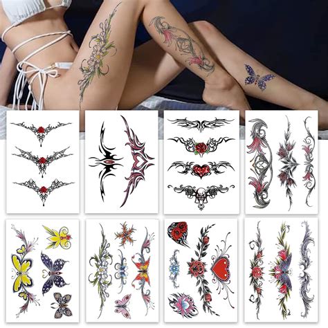 Buy Maycreate® 8 Sheets Temporary Tattoos Sticker For Women Clavicle Temporary Tattoo Sticker