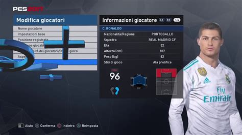 Pes 2018 Cristiano Ronaldo Stats Youtube