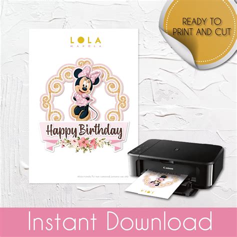 Minnie Cake Topper Png Pdf Minnie Mouse Celebration Instant Download