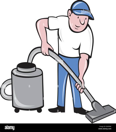 Illustration Dun Homme Avec Laspirateur Nettoyeur Aspirateur Isolé