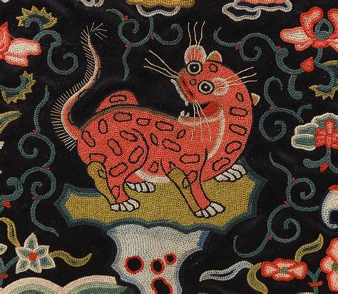2 Of 11 Chinese Embroidered Silk Rank Badge With A Leopard Qing