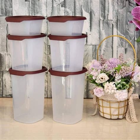 Tupperware One Touch Fresh Small Square Set Magenta Airtight Liquid Tight Container New Limited