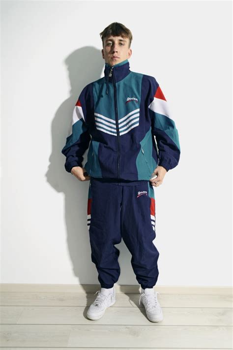 Retro Multi Shell Suit Mens Hot Milk 80s Vintage Clothing